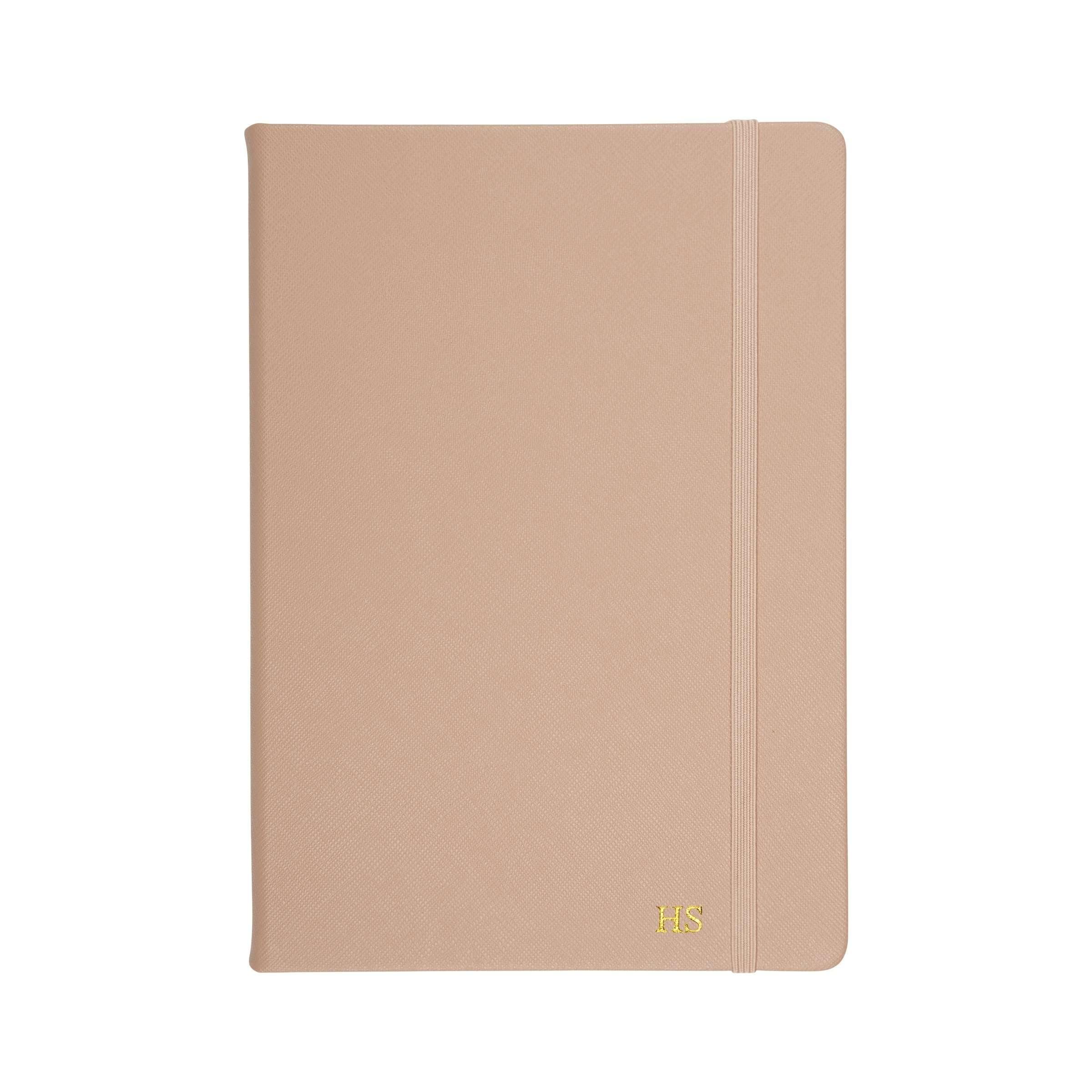 Personalised A5 Saffiano Leather Notebook | Nude